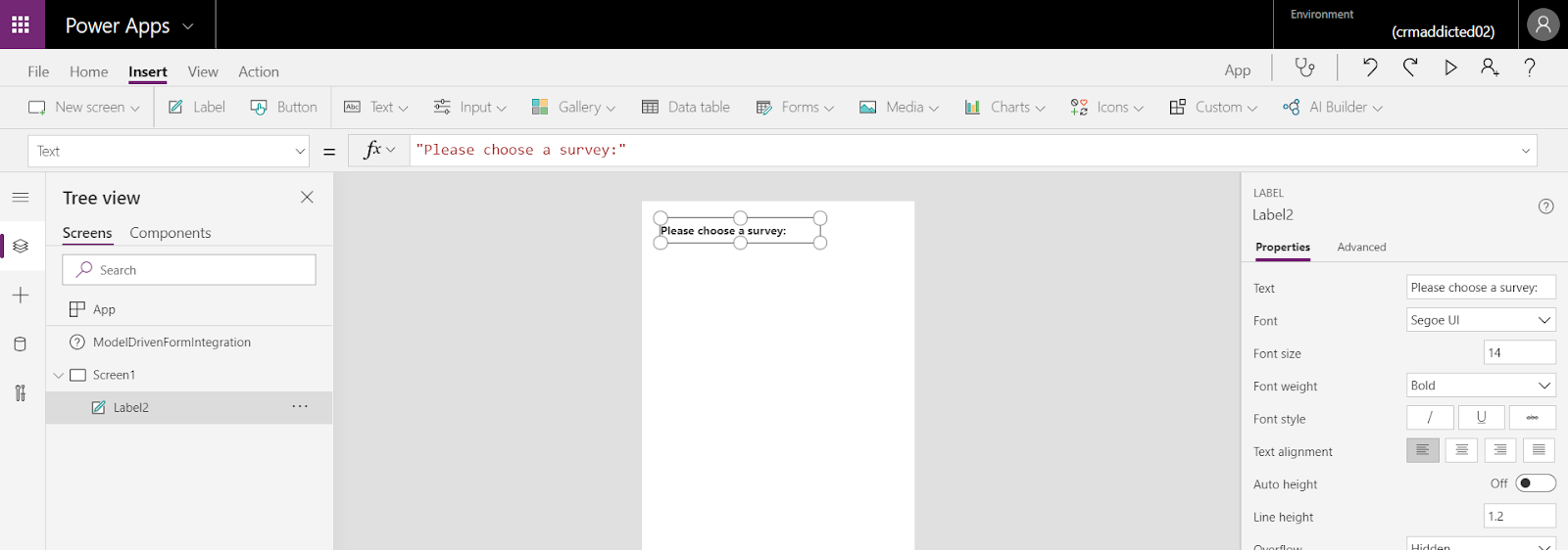 Embedding FormsPro surveys via a Canvas app