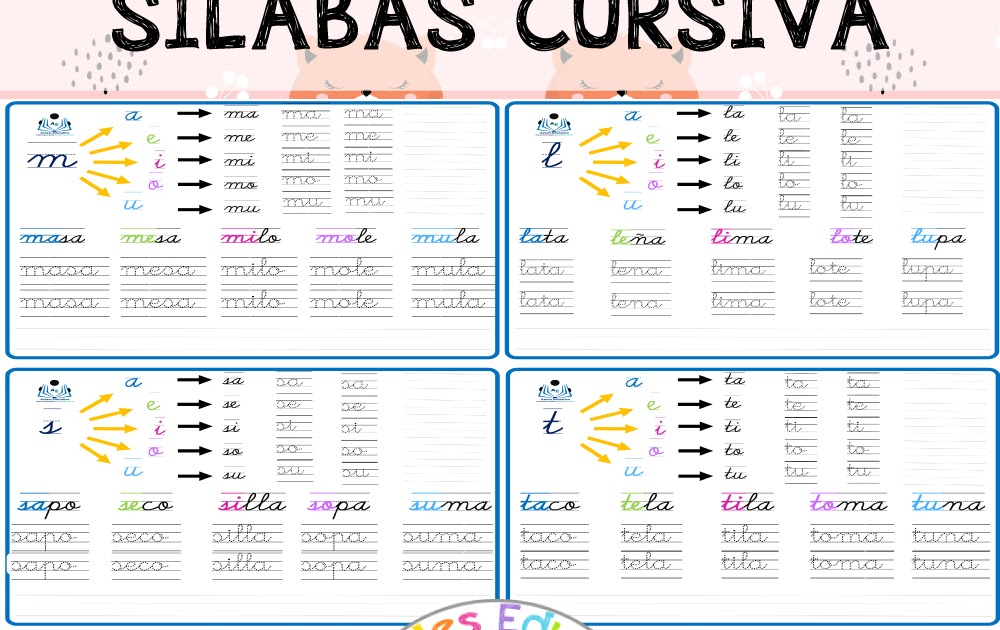 Sílabas en Cursiva | Materiales Educativos para Maestras