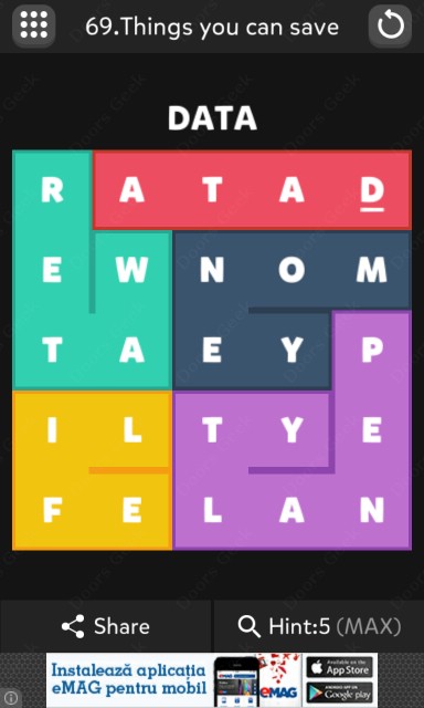 Words Block! - Level 69 (Things you can save) ~ Doors Geek