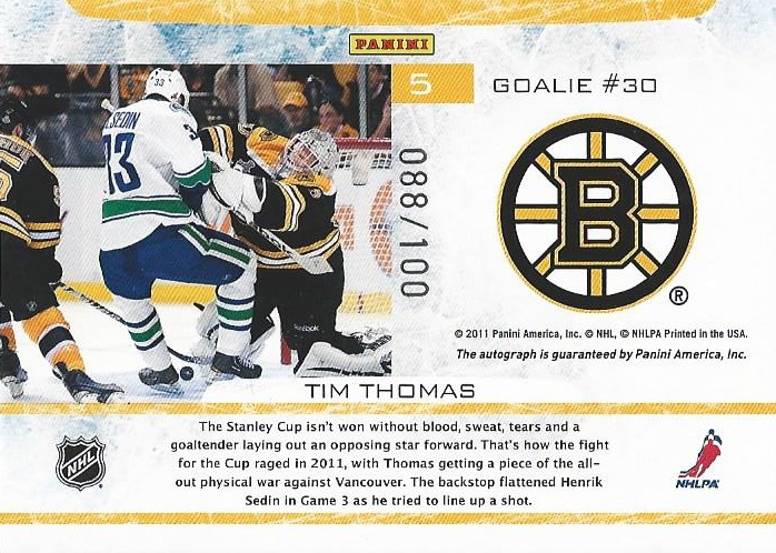 Shoebox Legends: Signature Sundays - Tim Thomas!