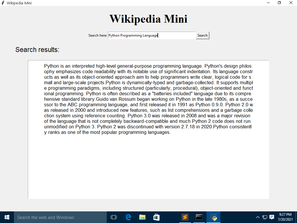 Wikipedia Search App Using Python And Tkinter Pycodemates