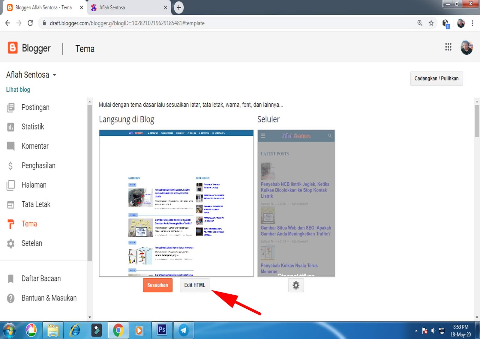 Cara Ganti Template Blogger Dengan Template Premium - Aflah Sentosa