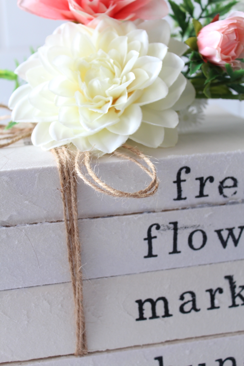 DIY Stamped Book Stack - Threadbare Creations