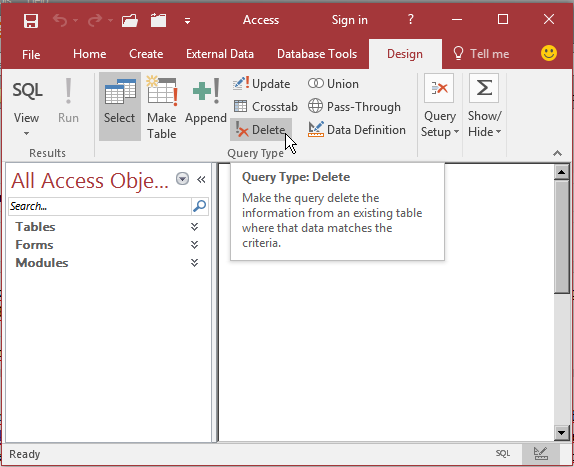 Fungsi Untuk Menjalankan Delete Query di Access VBA - Access Terapan