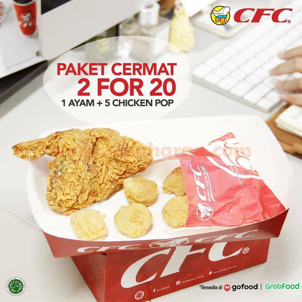 Promo CFC Paket Cermat 2 For 20K - 1 Ayam + 5 Chicken Pop Order via GoFood /GrabFood | scanharga