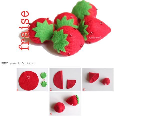 Molde e Pap para Fazer Morango, Cereja e Kiwi em Feltro - Ideias Criativas