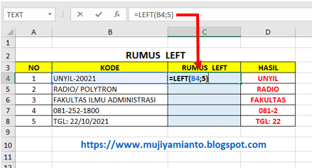 LATIHAN SOAL EXCEL: RUMUS LEFT ( Disertai Soal Latihan )