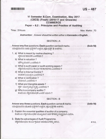 Bangalore University B.Com. COMMERCE PAPER - 6.2 : PRINCIPLES AND ...