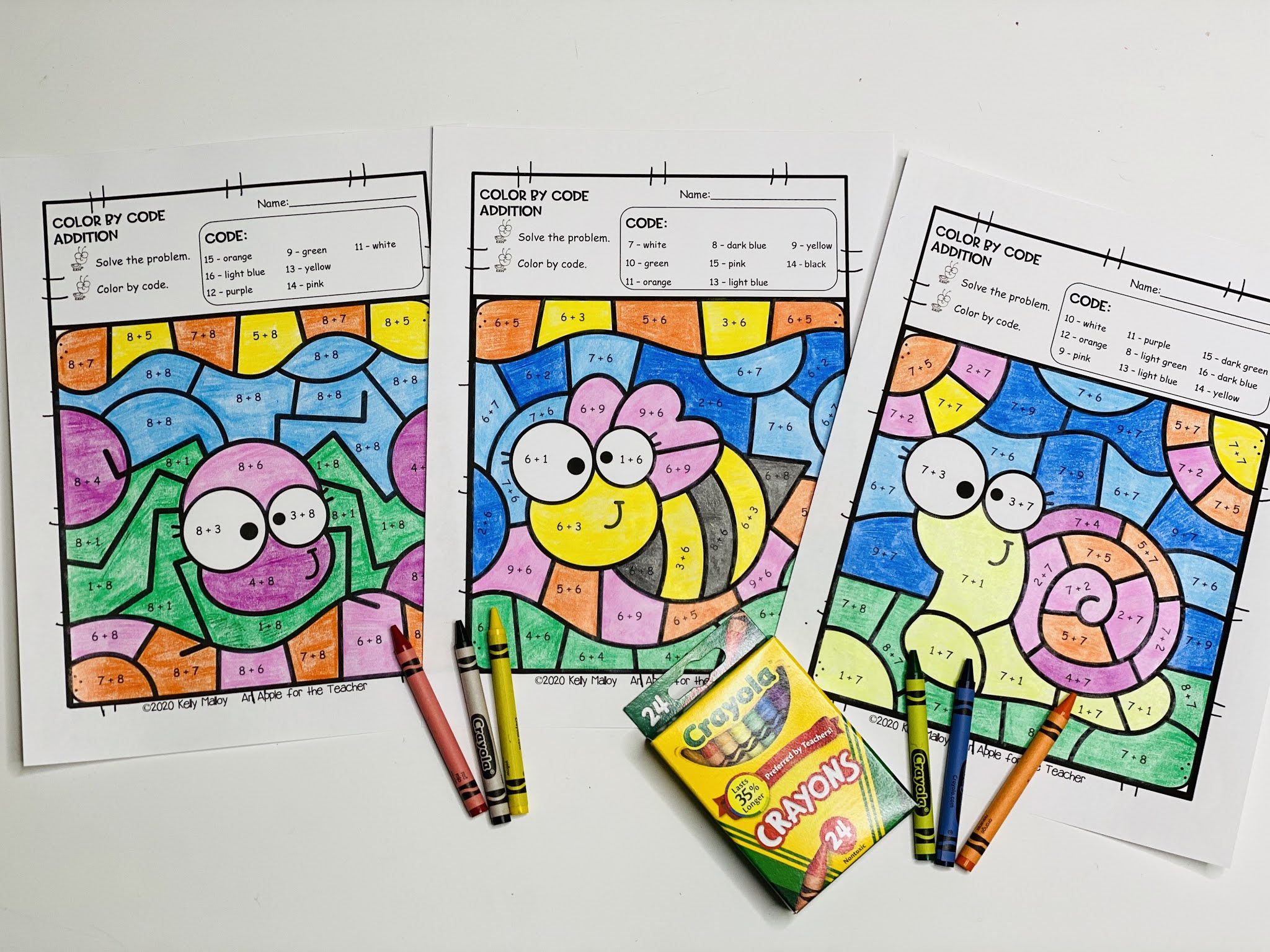 An Apple For The Teacher: Bugs Color By Number Math Facts Practice