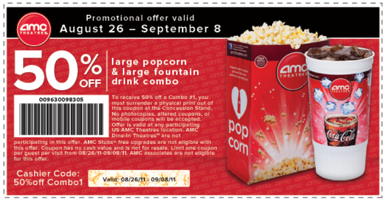 Arizona Families: Coupon for 50% off popcorn and drink at AMC Theatres