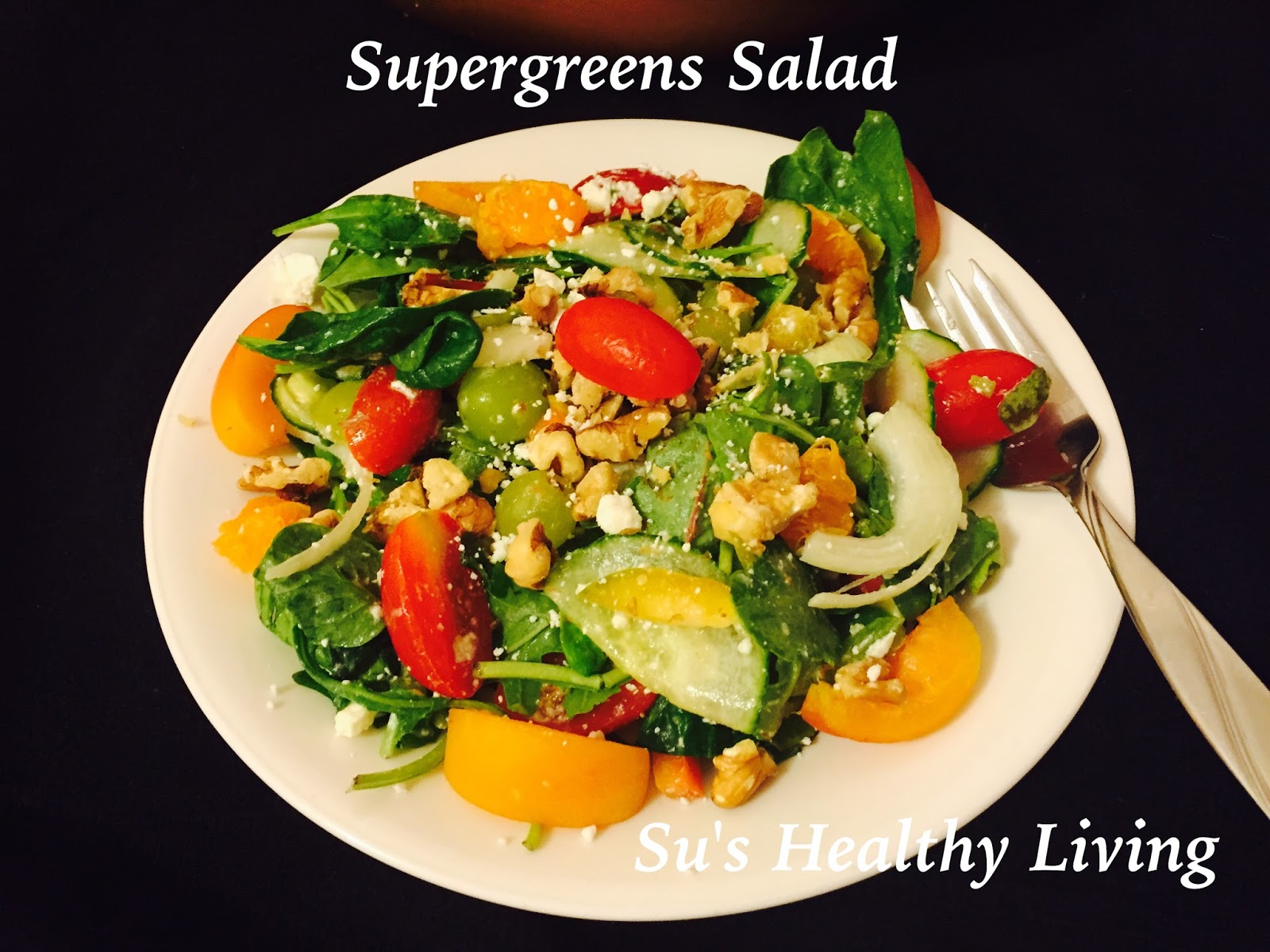 Su'sHealthyLiving: Supergreen Salad with Raspberry Vinaigrette.