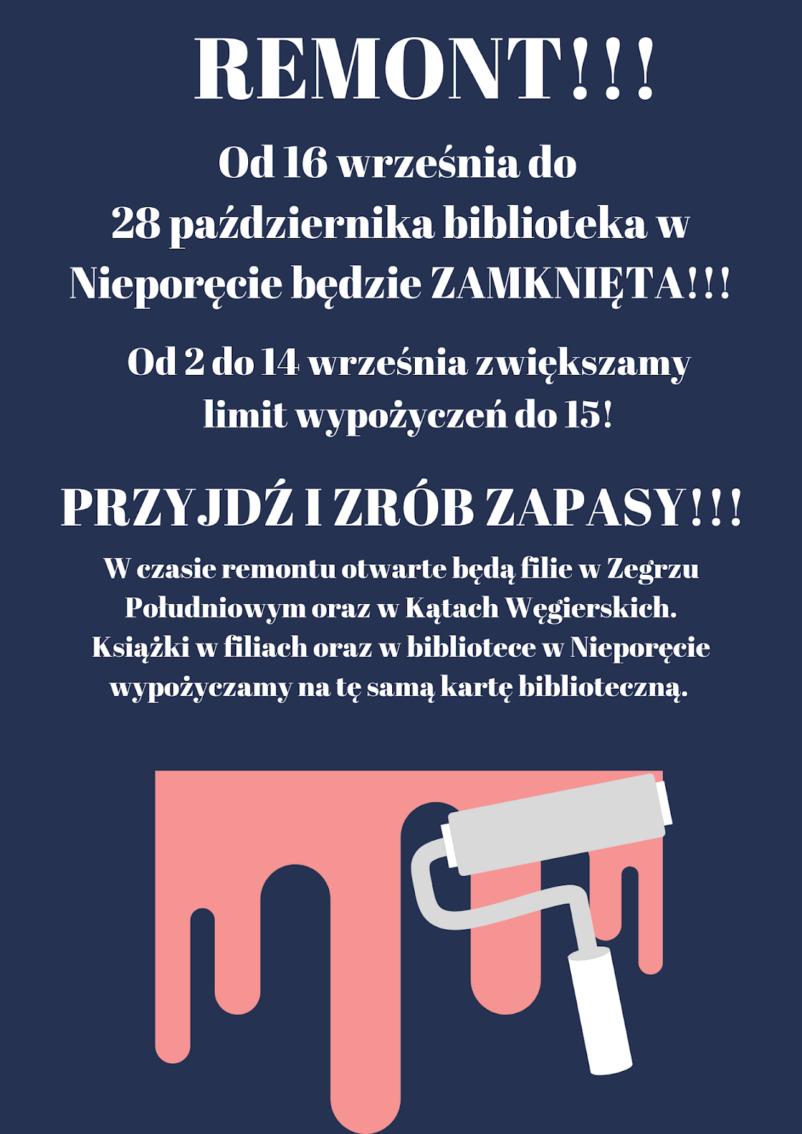 Biblioteka Publiczna Gminy Nieporęt: Informacja o remoncie
