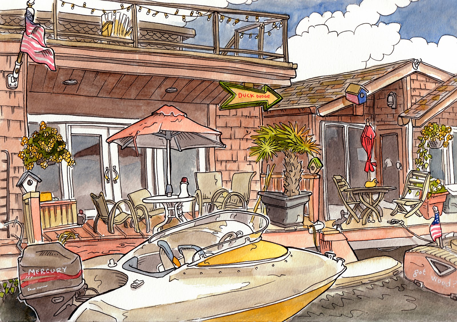 Urban Sketchers Seattle: Rick & Joyce Miner's Floating Home.