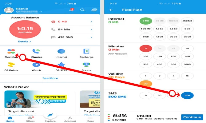 GP SMS Pack 2023 : 1TK, 2TK, 5TK and 10TK