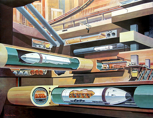 Retrofuturism - Design and Art : Trains, Monorails, Hyperloops