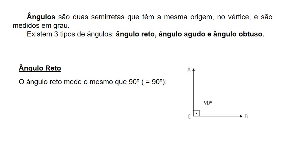 Professora Angélica: Ângulo Reto
