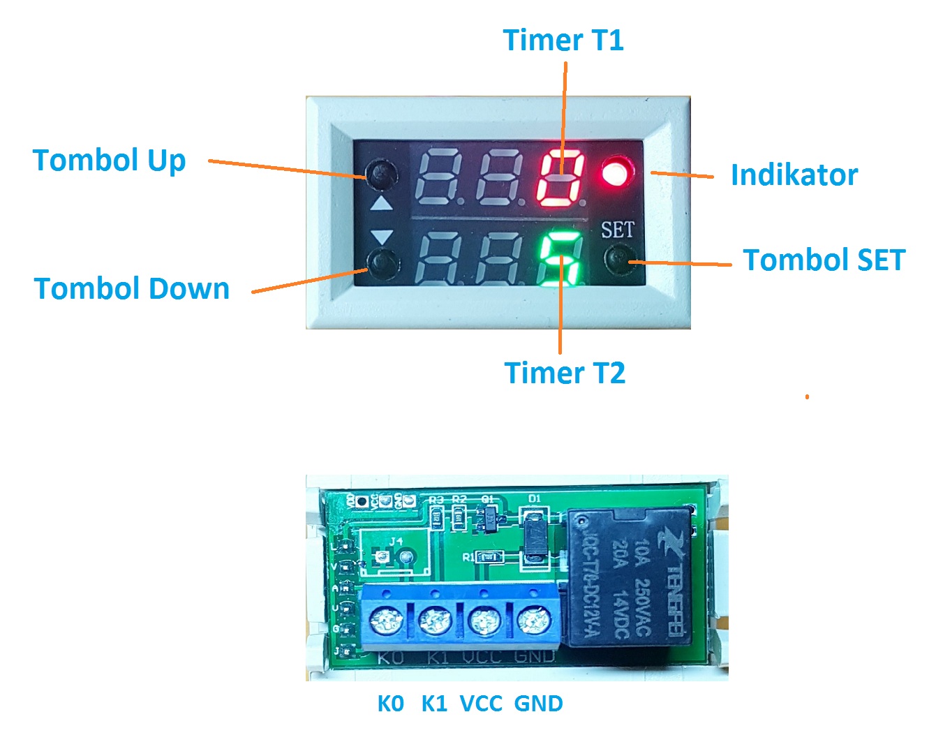 Relay Timer / Relay Cycle (Cara Seting, Mode dan Fitur, Contoh Rangkaian)