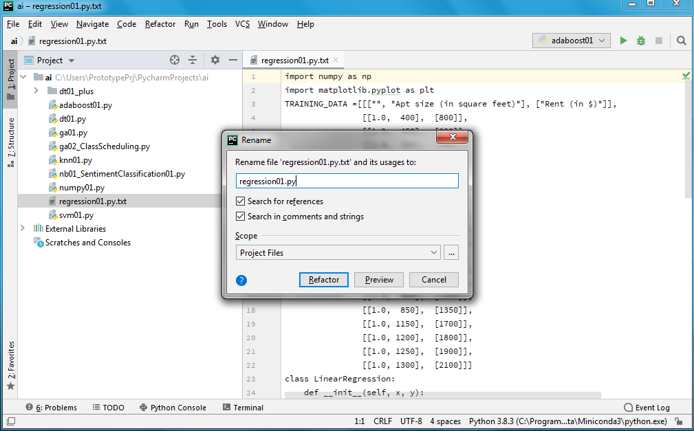 Prototype Project: Linear Regression w/ Python & Normal Equation ...