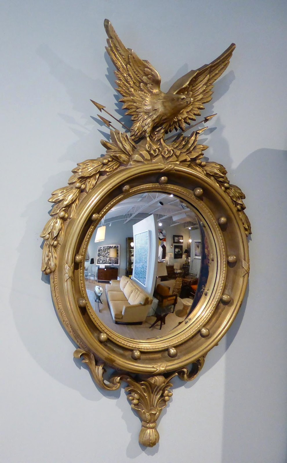 MICHAEL THOMAS : Turner Faux Bois Federal Style Convex Mirror