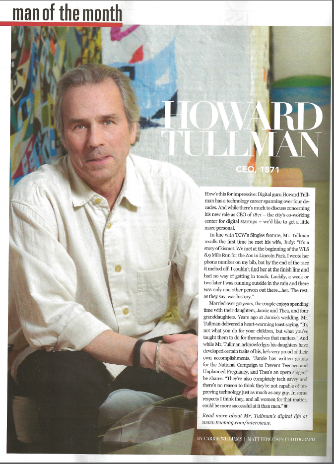 Hindsight : 1871 CEO HOWARD TULLMAN PROFILED IN TODAY'S CHICAGO WOMAN