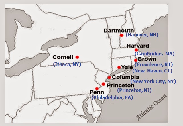 Ivy League Universities Map