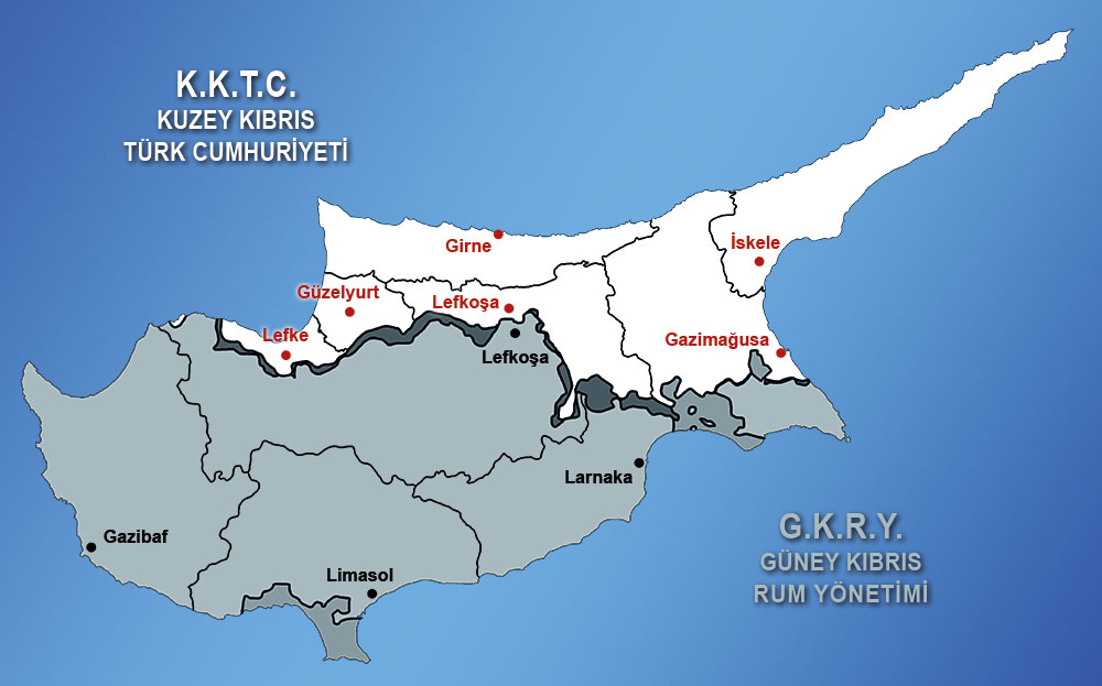 Kıbrıs Haritasında Kıbrıs'ın İlleri (İlçeleri) - Laf Sözlük