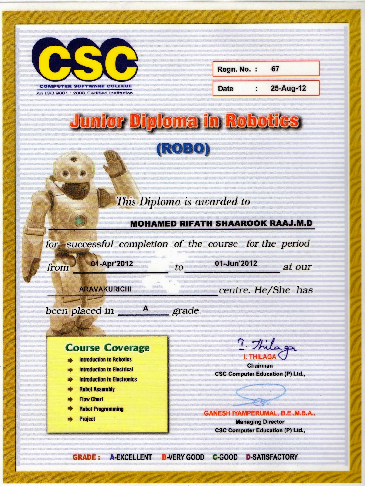 Csc Computer Education Certificate Format : Tasmanian Certificate of ...