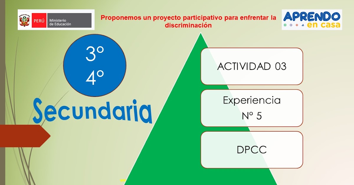 DPCC 3 y 4 Eda 5 Actividad 03 Secundaria Resuelta - Tarea Docente