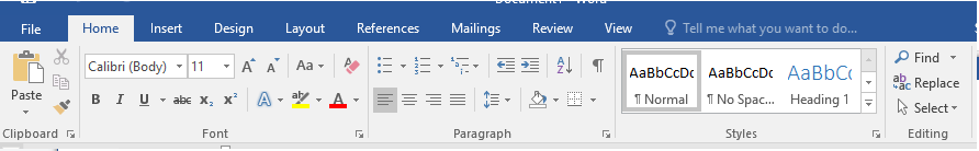 MS Word 2016 Home_Menu