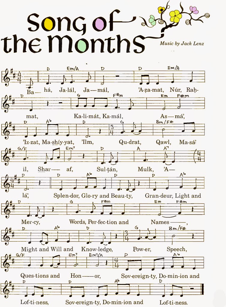 Baha'i Songs & Poems: Song of the Months