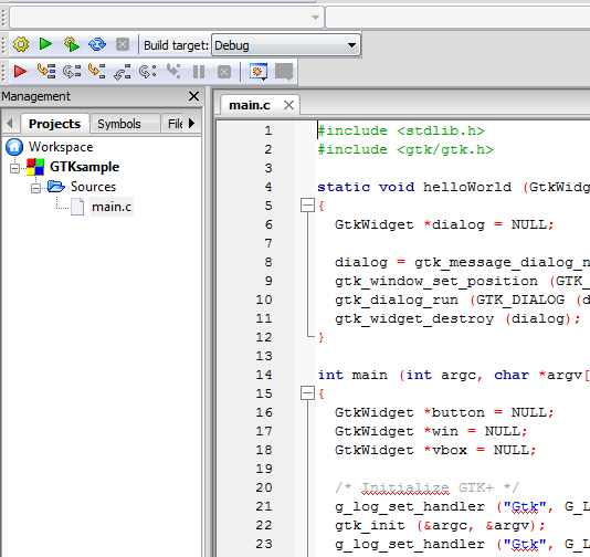 Code in code::blocks: Setup GTK project in Code::Blocks (windows 7)