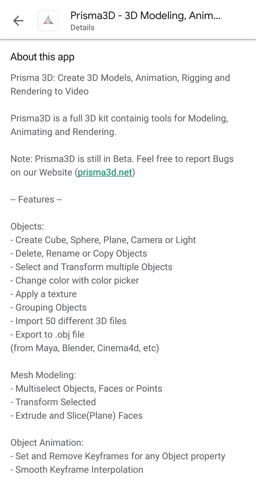 PRISMA 3D: best Android 3D model and animations making Application