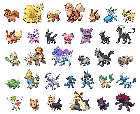 Canine/Vulpine Pokemon | Dog pokemon, Pokemon, Dog list