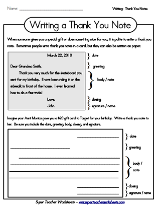 Friendly Letter Example 2Nd Grade ~ Thankyou Letter