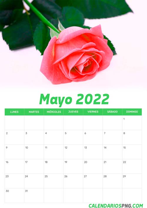 Calendarios de mayo 2022 para imprimir