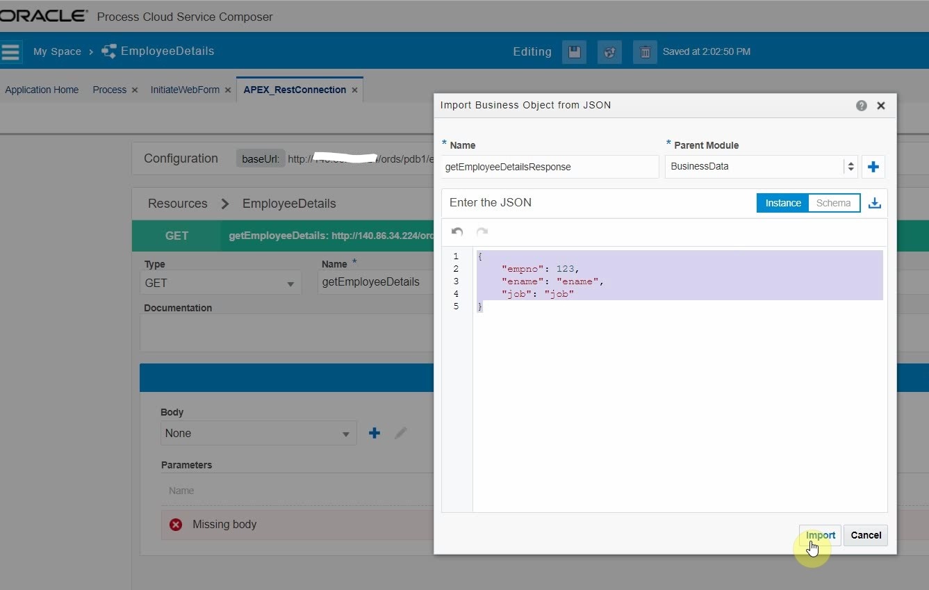 Calling Oracle Apex Restful Service From Process Cloud Service