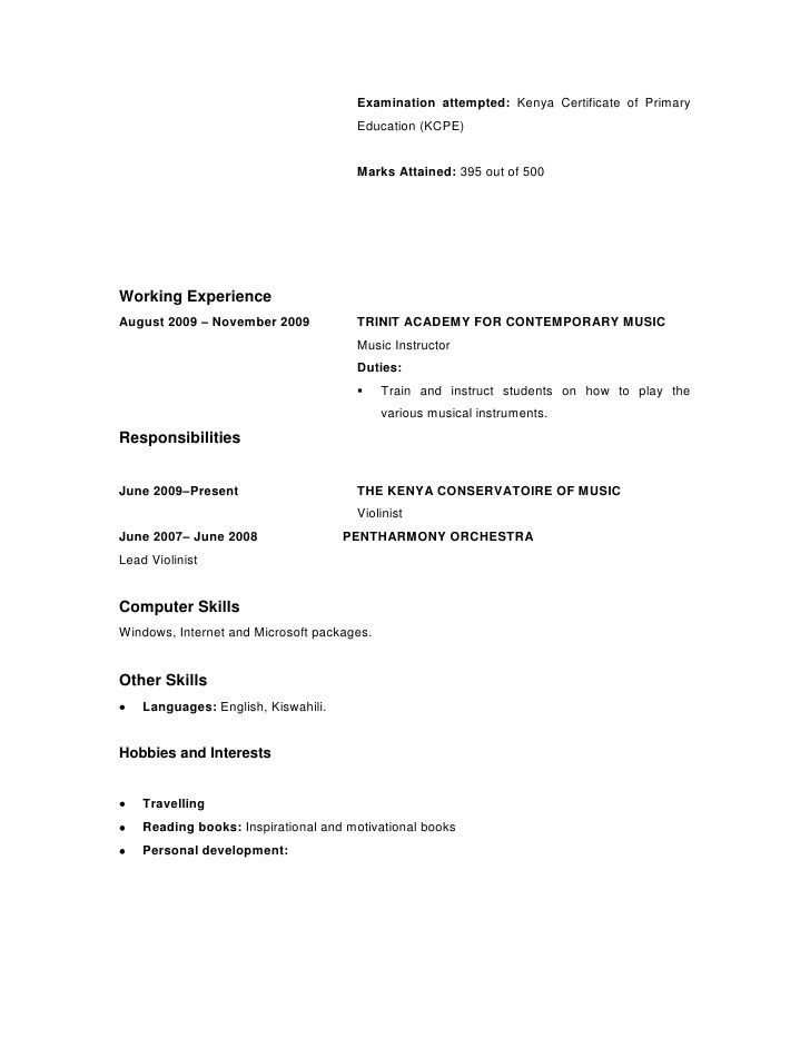 Curriculum Vitae Kenya Format - Birthday Letter
