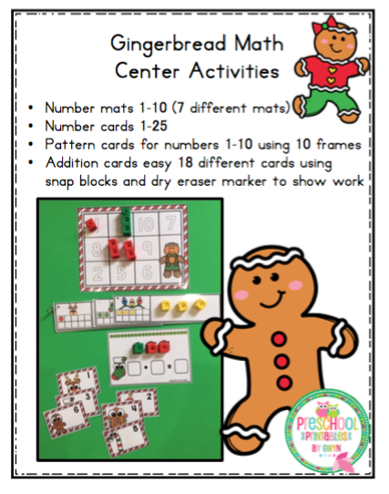 Gingerbread Math Center Activities ~ Preschool Printables