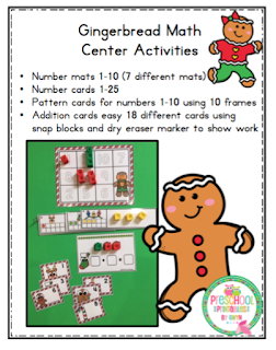 Gingerbread Math Center Activities ~ Preschool Printables