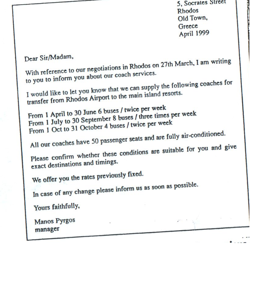 Angol levelezés: Mintalevelek