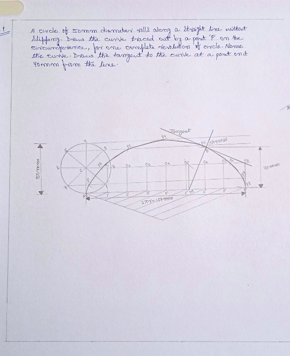 How to draw cycloid in Engineering Drawing & Graphics