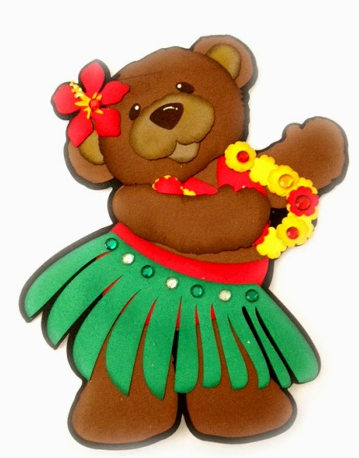 Paper Craft Creations: Hawaiian Tropical Hula Bears & Red Parrot Magnets