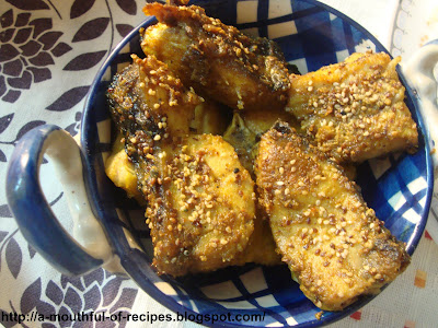 A Mouthful Of Recipes: Fried Fish Coated in Sesame Seeds