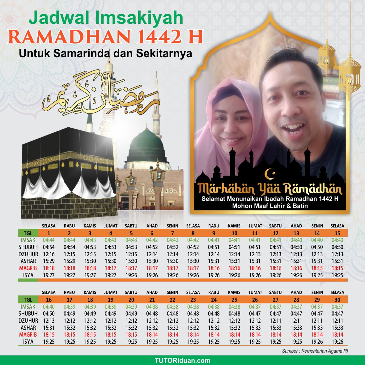 Desain Twibbon Jadwal Imsakiyah Ramadhan 1442 H CorelDraw (Free CDR) - TUTORiduan.com