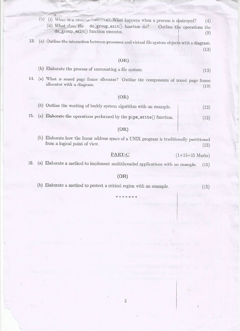 Anna University CP 5153-OPERATING SYSTEM INTERNALS November/December ...