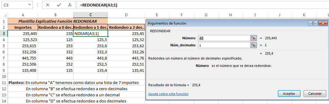 Excel: Cursos y Plantillas Contables: Función Redondear