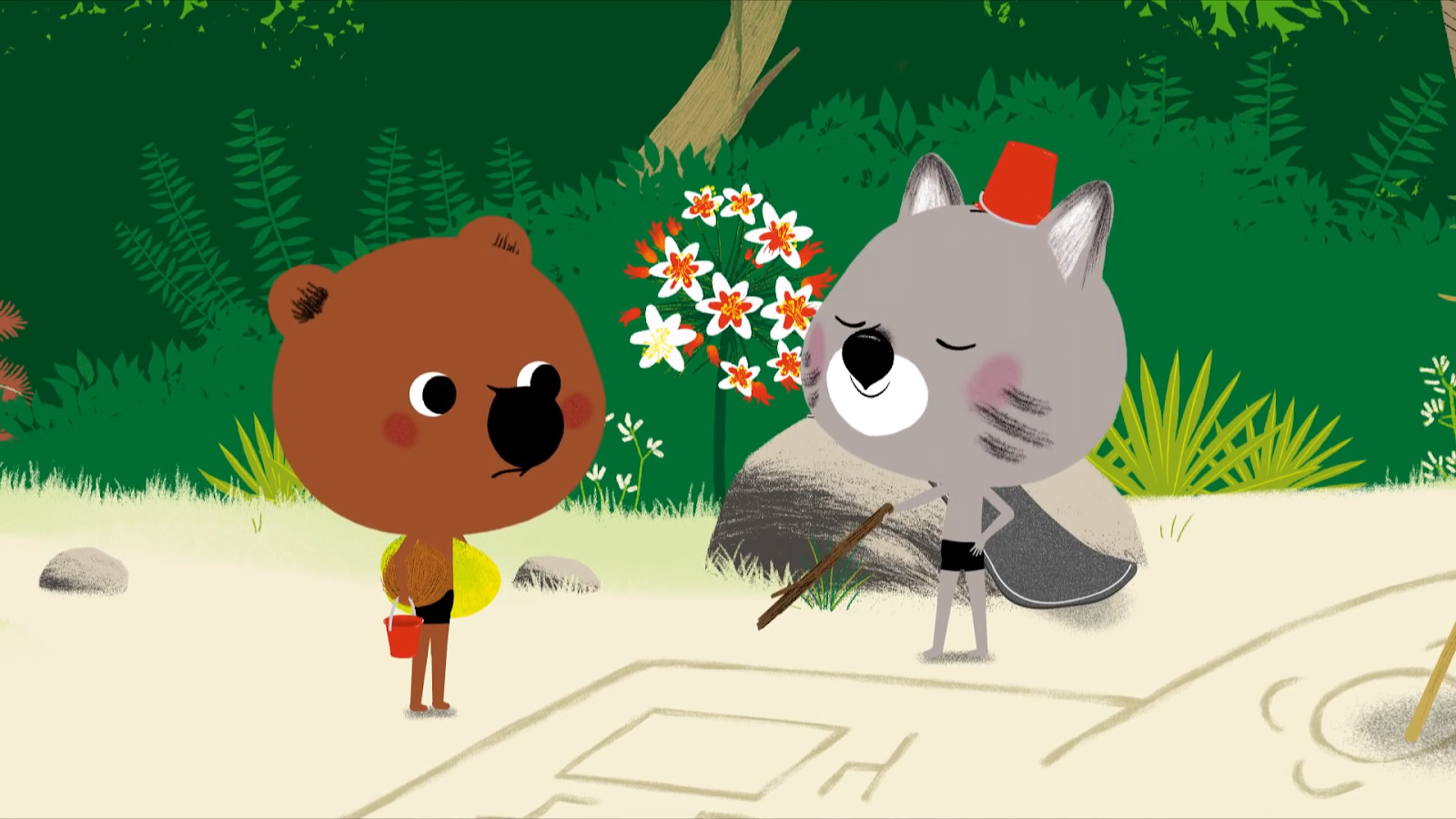 Shirtless Drawn Cartoon Boys: Mouk & Chavapa on the Beach 2