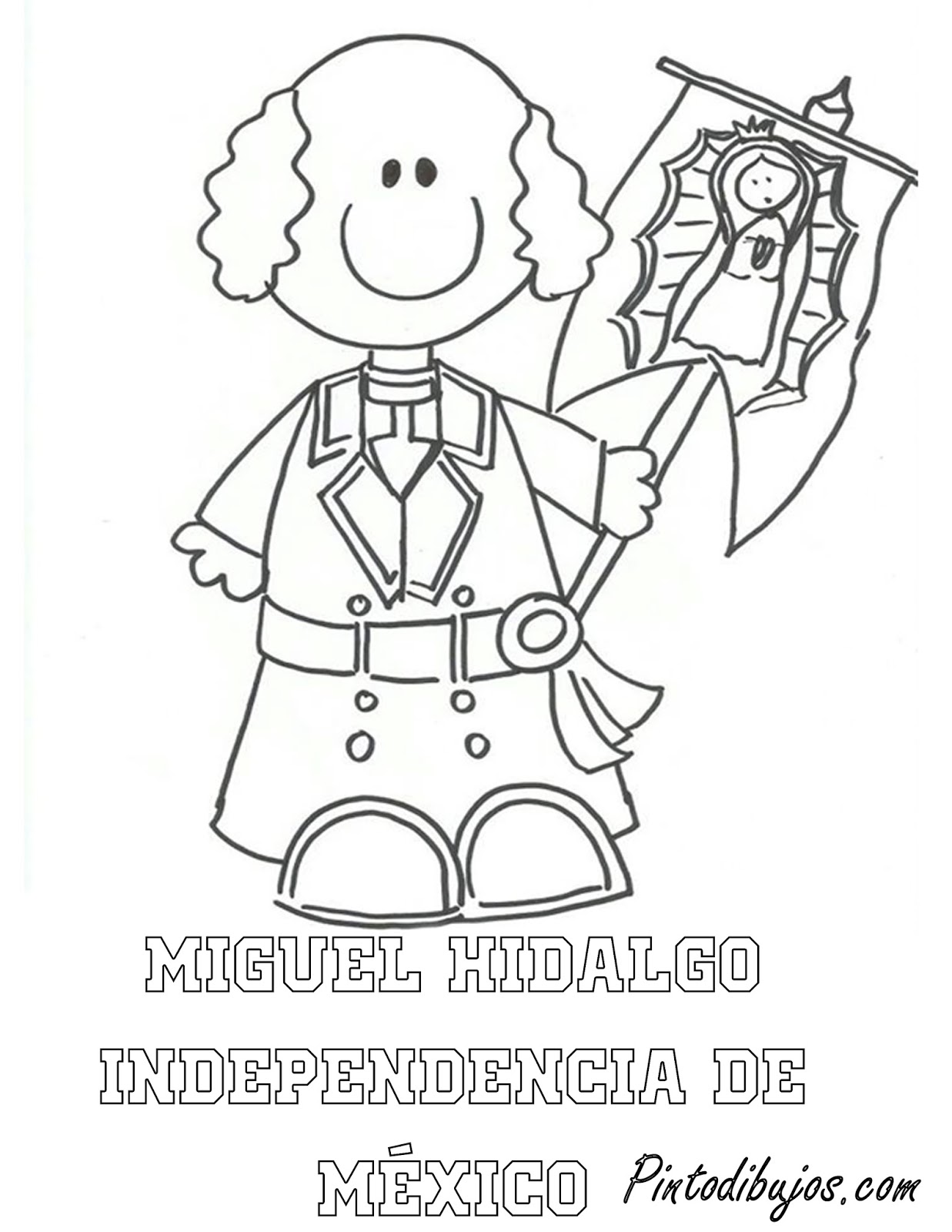 Pinto Dibujos: Miguel Hidalgo para colorear | Independencia de Mexico