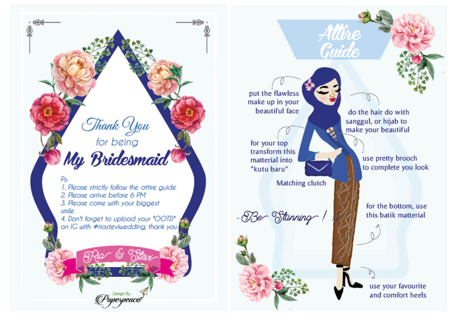 Paperpeace Bridesmaid Card Attire Guide For Ms Ria With Electric Paperpeace Bridesmaid Card Attire Guide For Ms Ria With Electric
