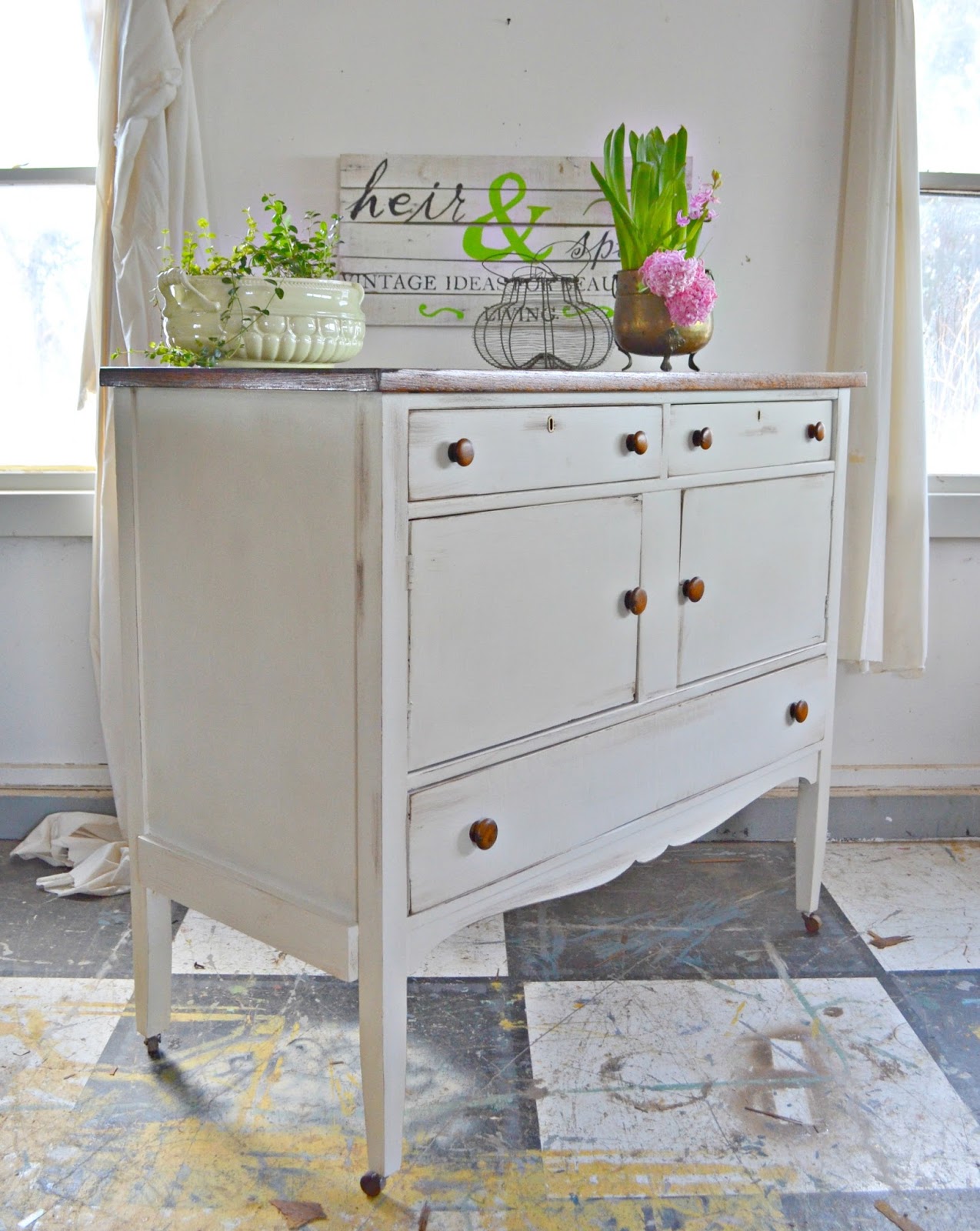 Heir and Space: An Antique Oak Server in White